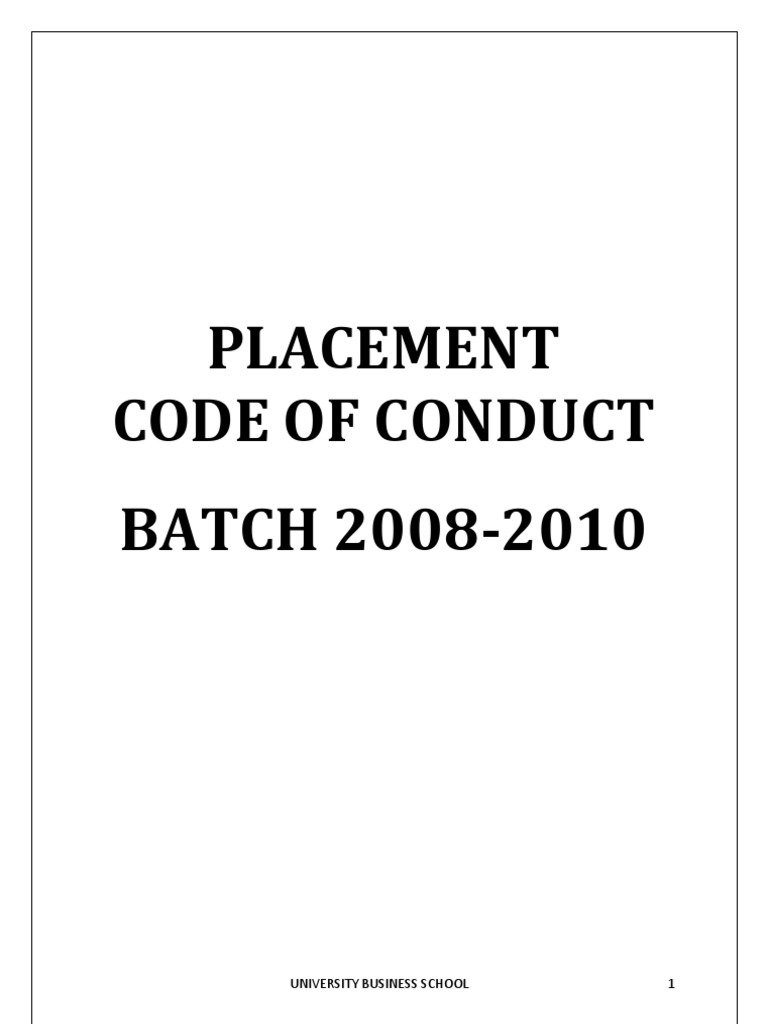 Placement Code of Conduct BATCH 2008-2010 | PDF | Ubs | Freedom Of ...