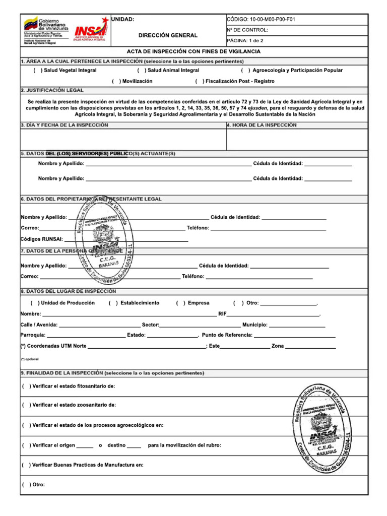 Acta de Inspeccion Insai 002 | PDF