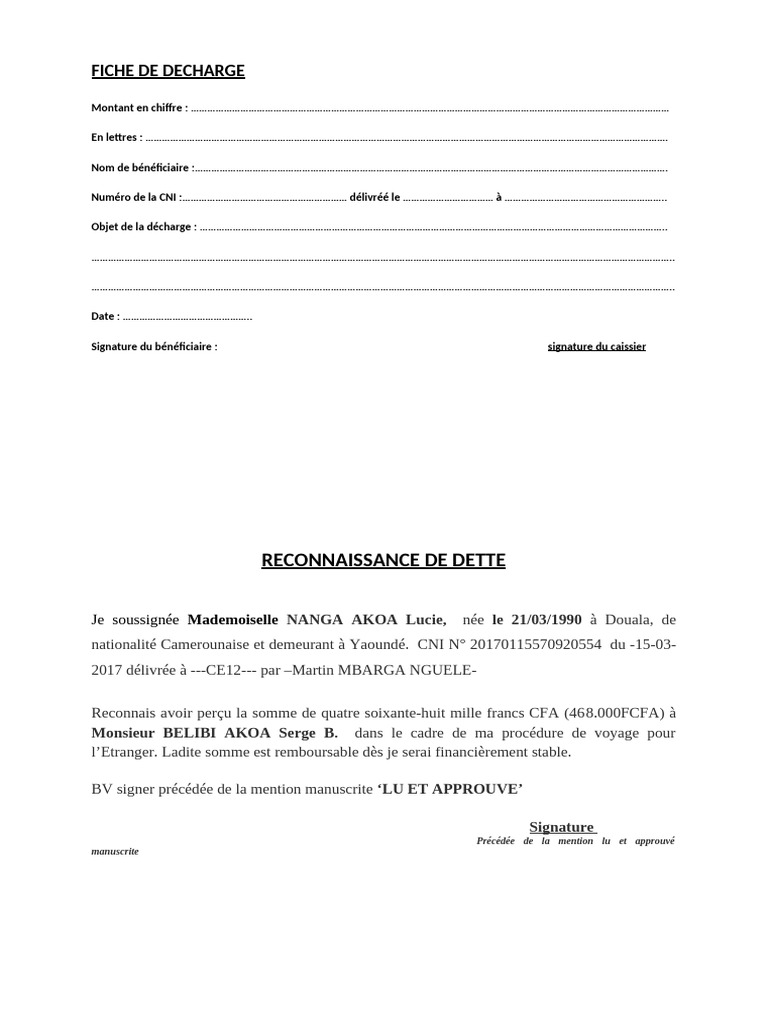 Fiche de Decharge | PDF