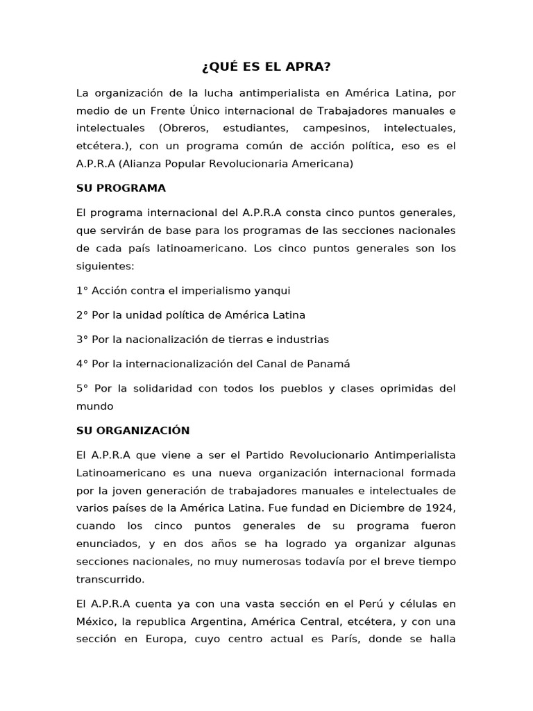Qué ES EL APRA | PDF