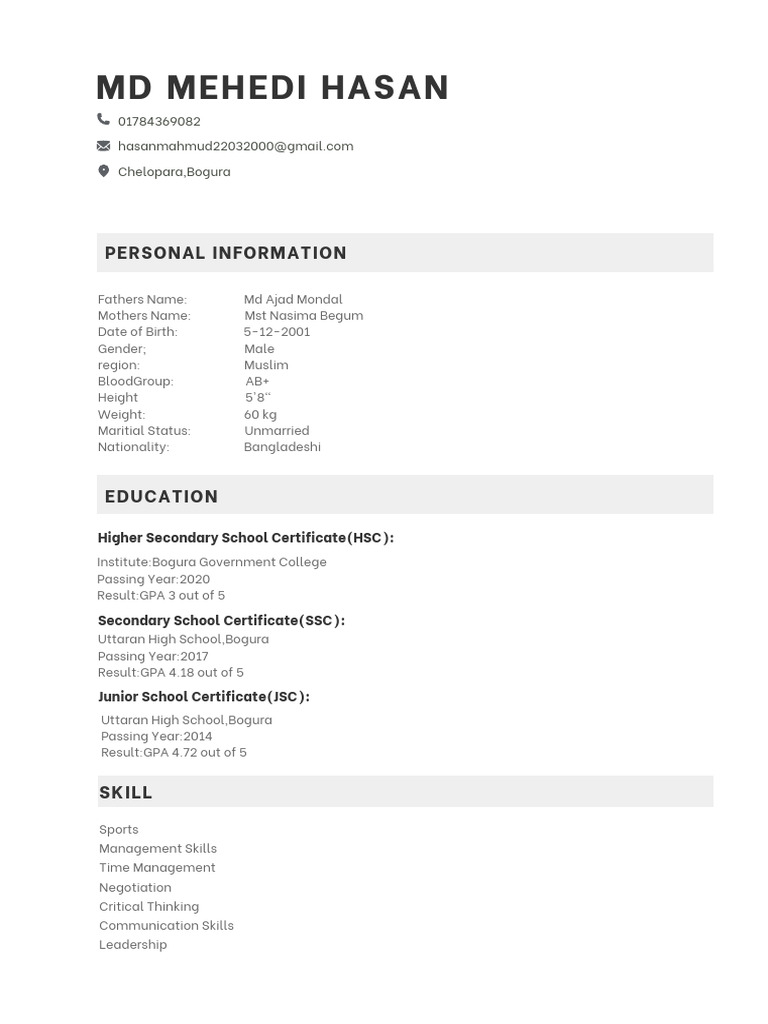 Hasan CV Resume - 4 | PDF
