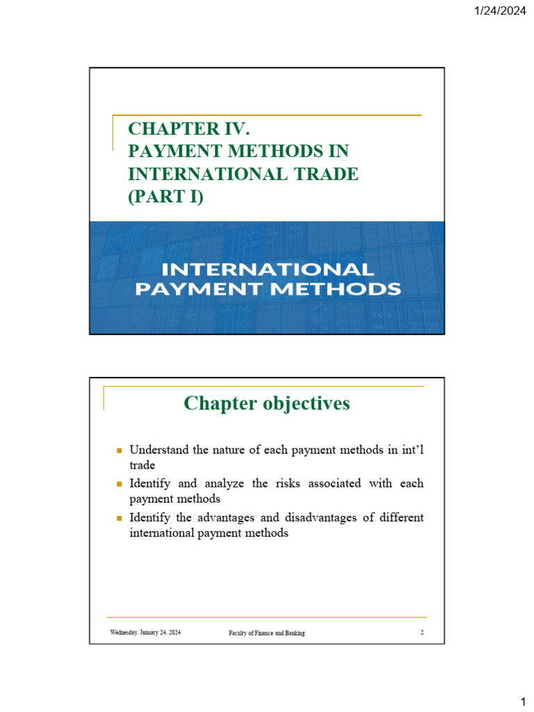 Chapter IV Payment methods- part 1 student | PDF