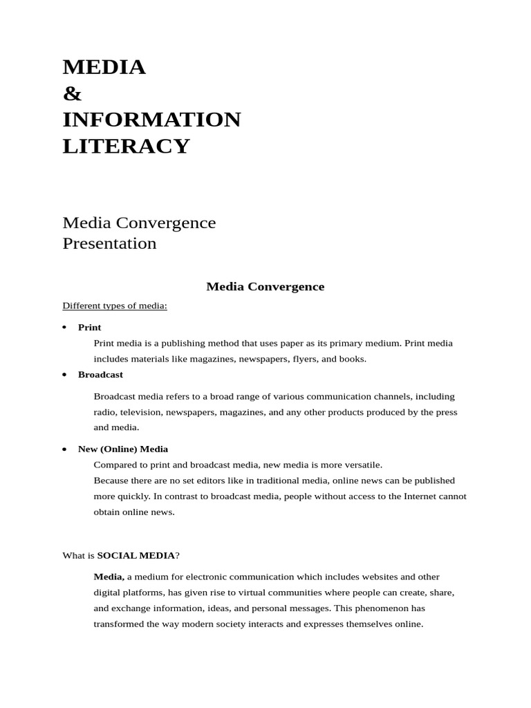 Media Convergence (Report Draft) | PDF
