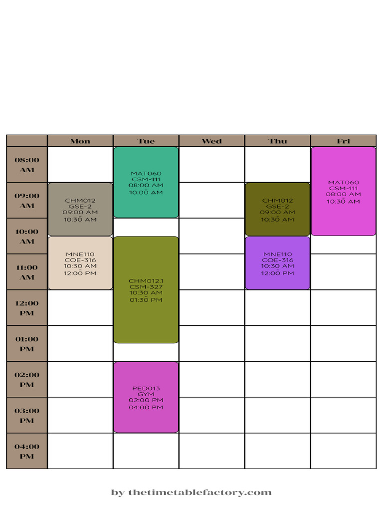 Timetable | PDF