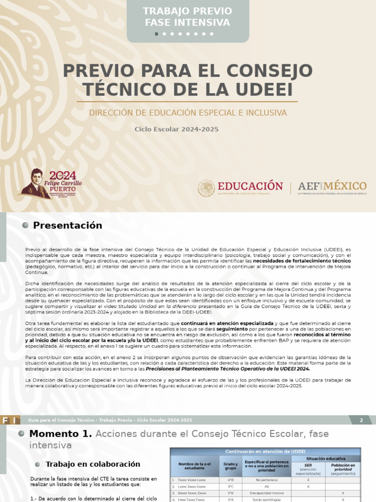 Trabajo Previo CT-UDEEI Fase Intensiva 24.06.2024 para Servicios | PDF