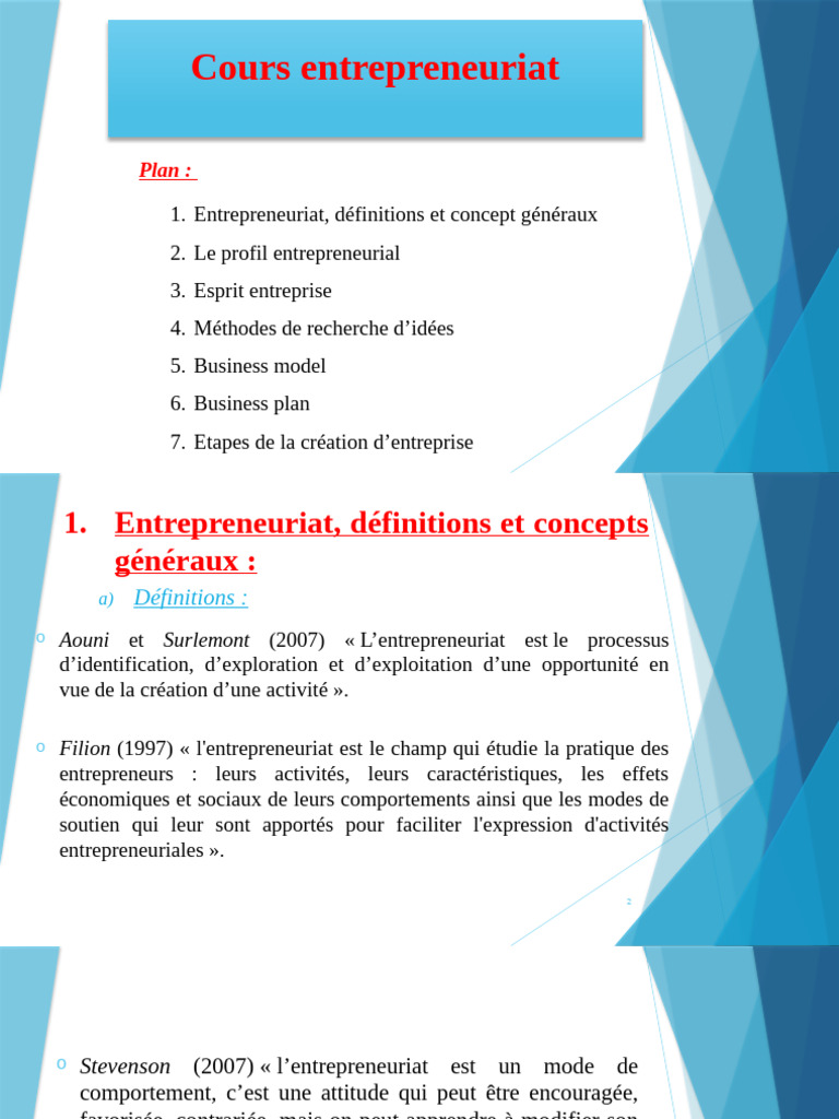 Cours Entrepreneuriat | PDF
