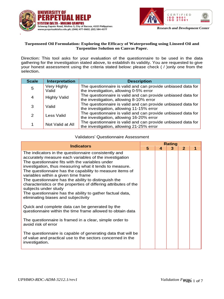 SHS RDC Validation - Template | PDF | Questionnaire | Career & Growth