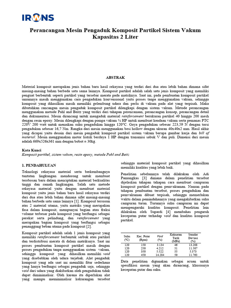 Perancangan Mesin Pengaduk Komposit | PDF