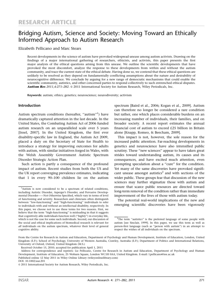 Autism Research - 2011 - Pellicano - Bridging Autism Science and ...