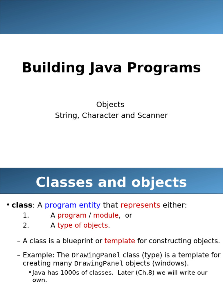 L05. Objects, Strings, Interactive Programs | PDF