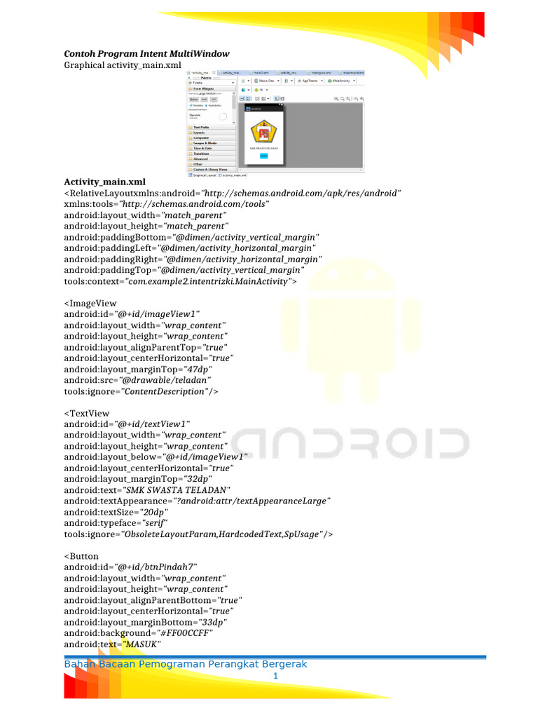 Contoh Program Intent MultiWindow | PDF