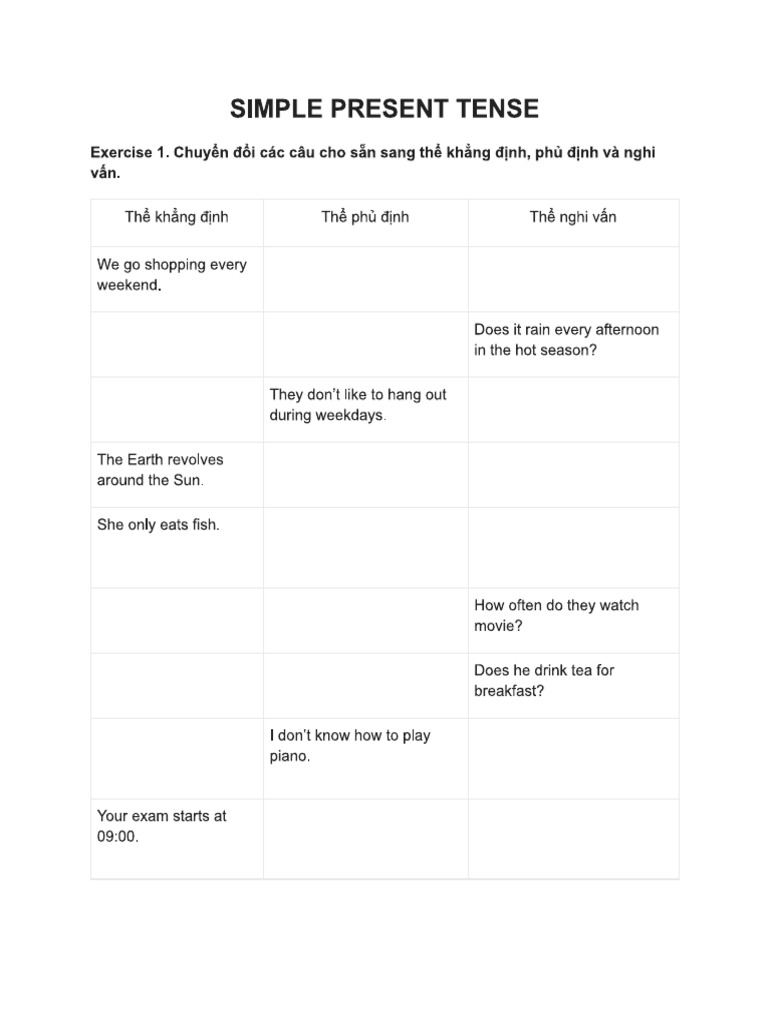 Simple Present Tense | PDF