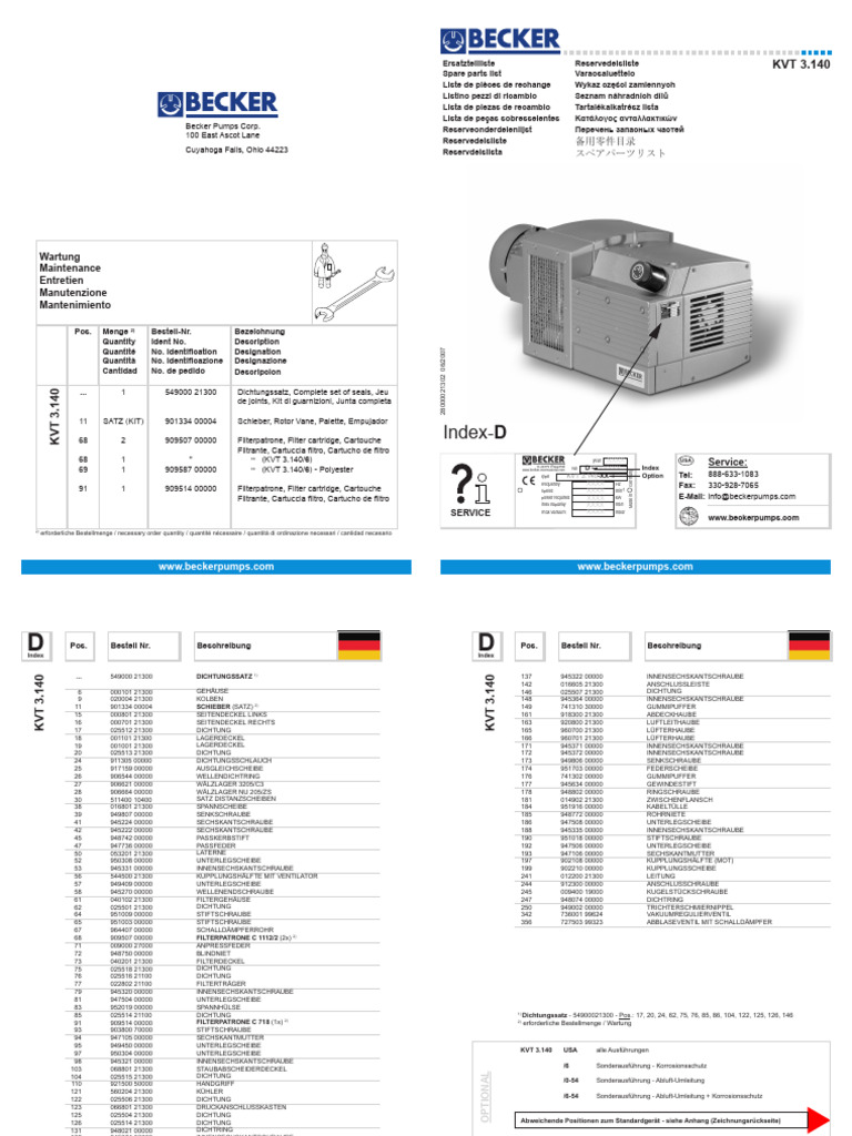 Parts Info - Becker KVT 3.140 | PDF