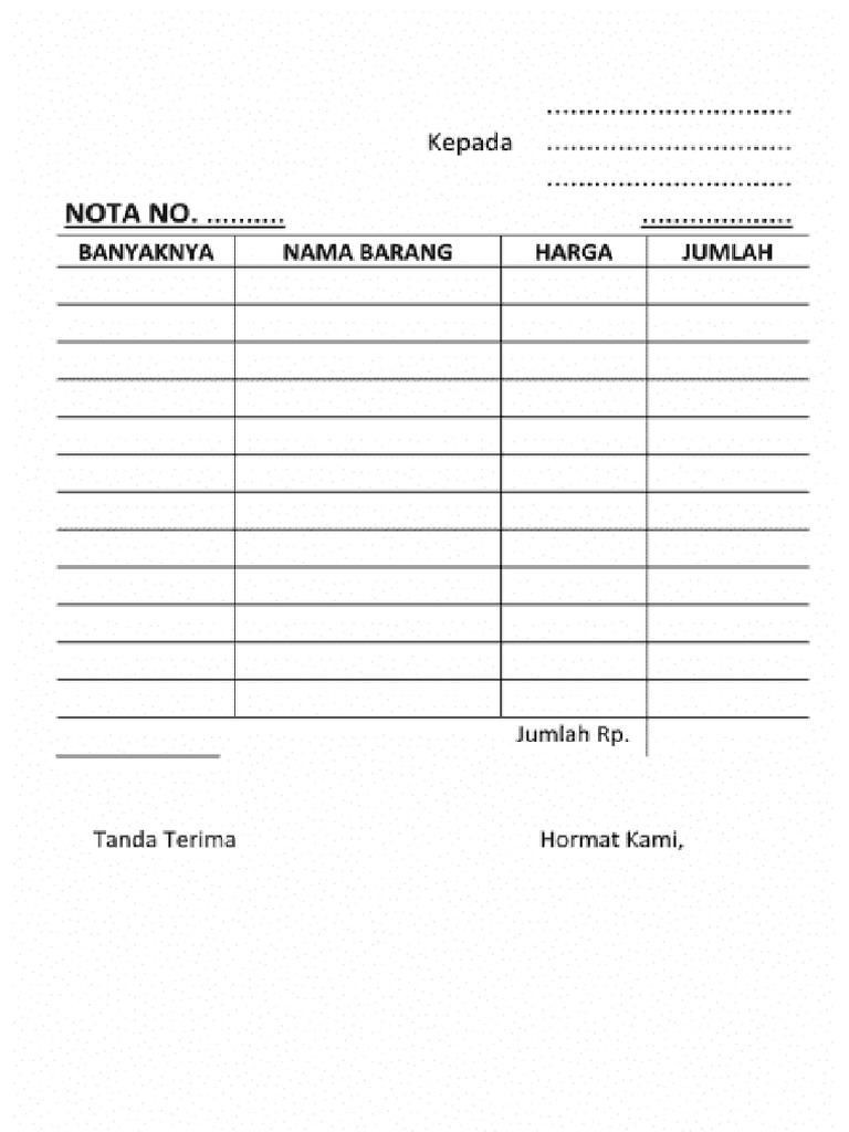 Contoh Nota Kosong | PDF