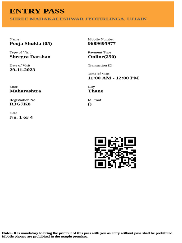 Mahakaal entry pass | PDF