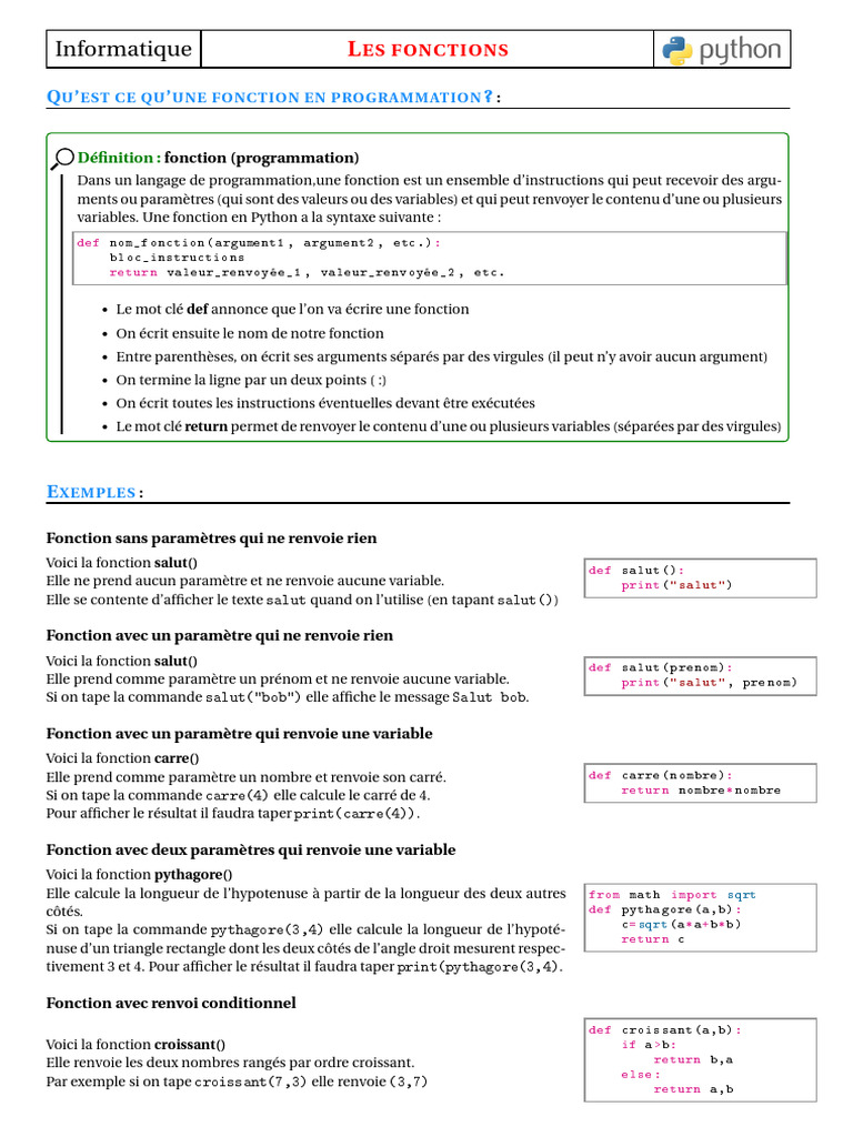 Activite Fonctions Python | PDF