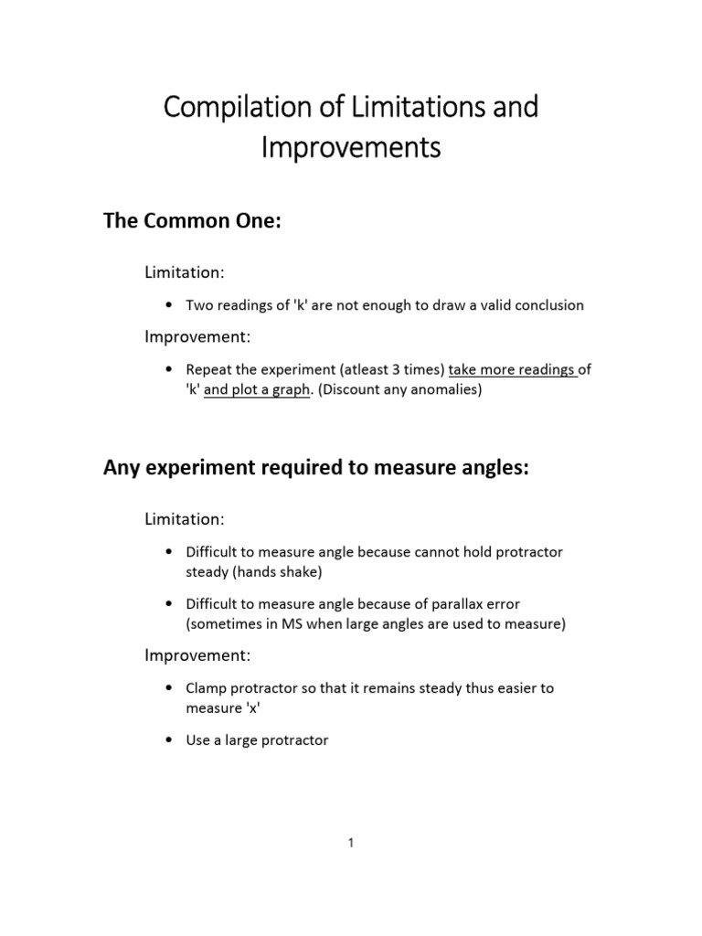 Limitations and Improvements Guide | PDF