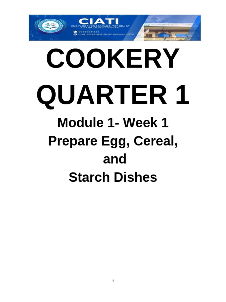 Cookery NC Ii Module 1 | PDF