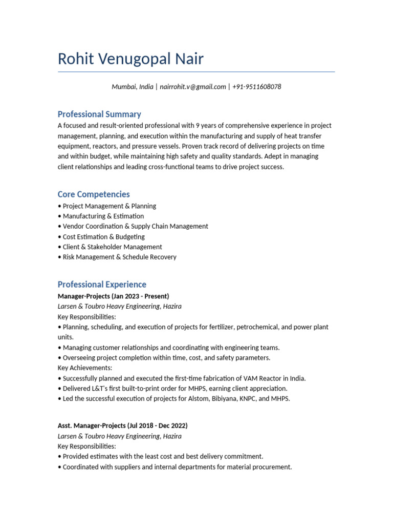 Redesigned Rohit Nair CV | PDF