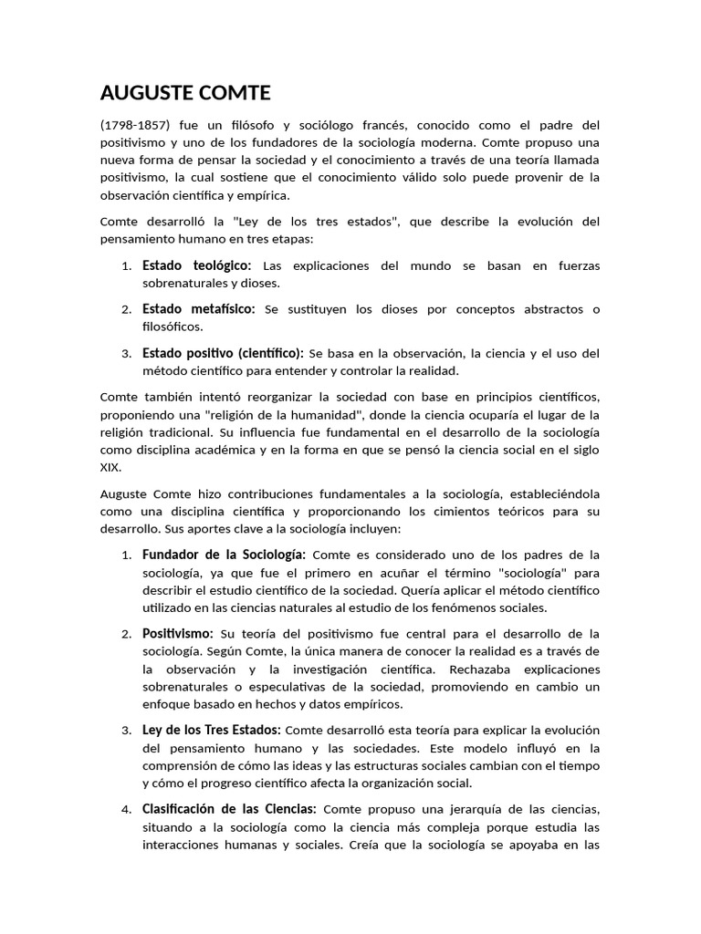 Auguste Comte | PDF