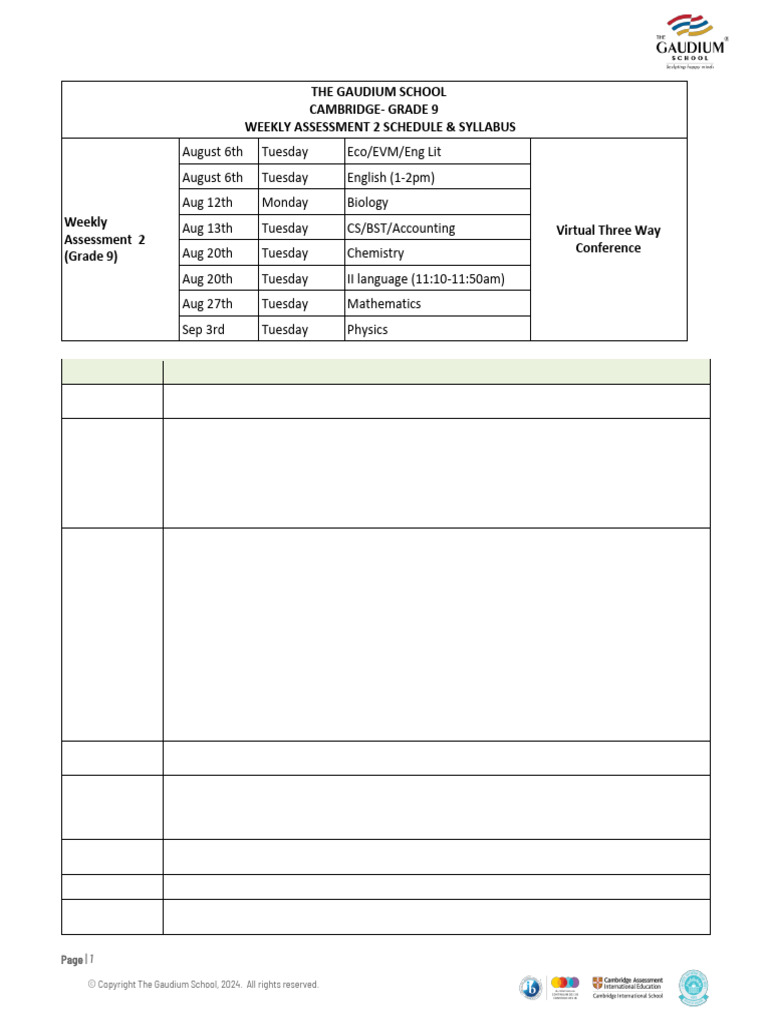 Weekly Assessment 2 - Grade 9 | PDF