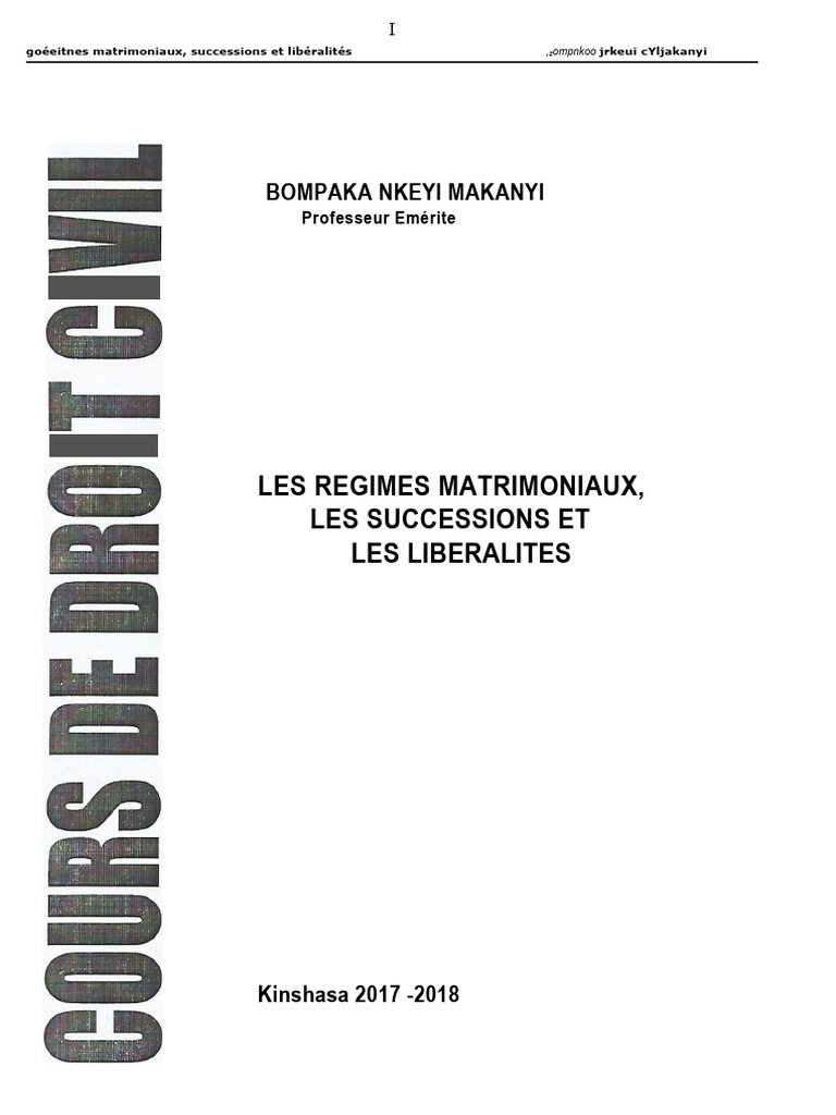 Droit Civil - Régimes Matrimoniaux, Successions Et Libéralités ...