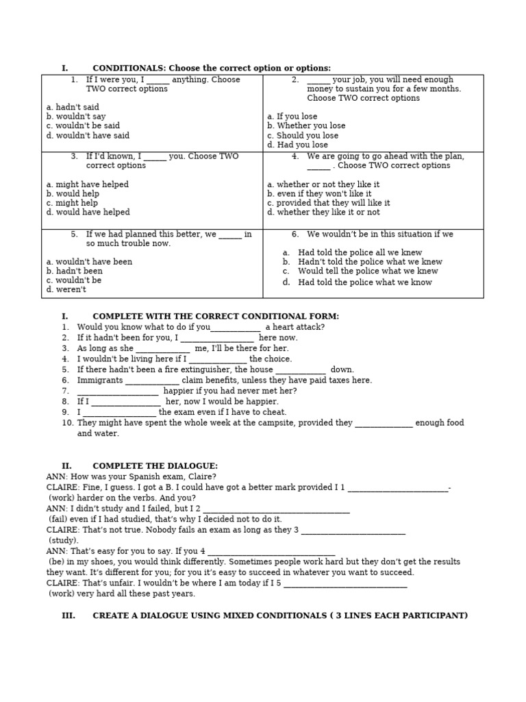 Choose The Conditional | PDF
