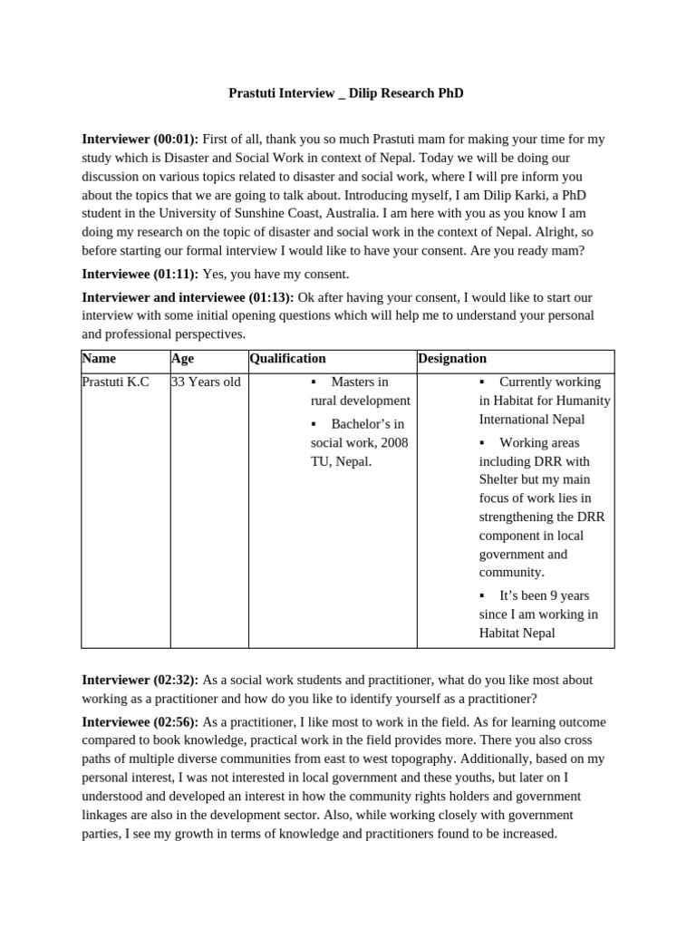 Prastuti Interview - Dilip Research PHD (R) | PDF