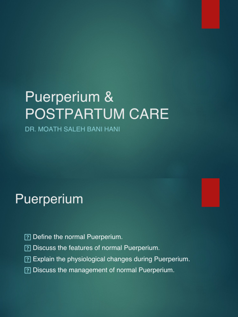 Puerperium Postpartum Care | PDF