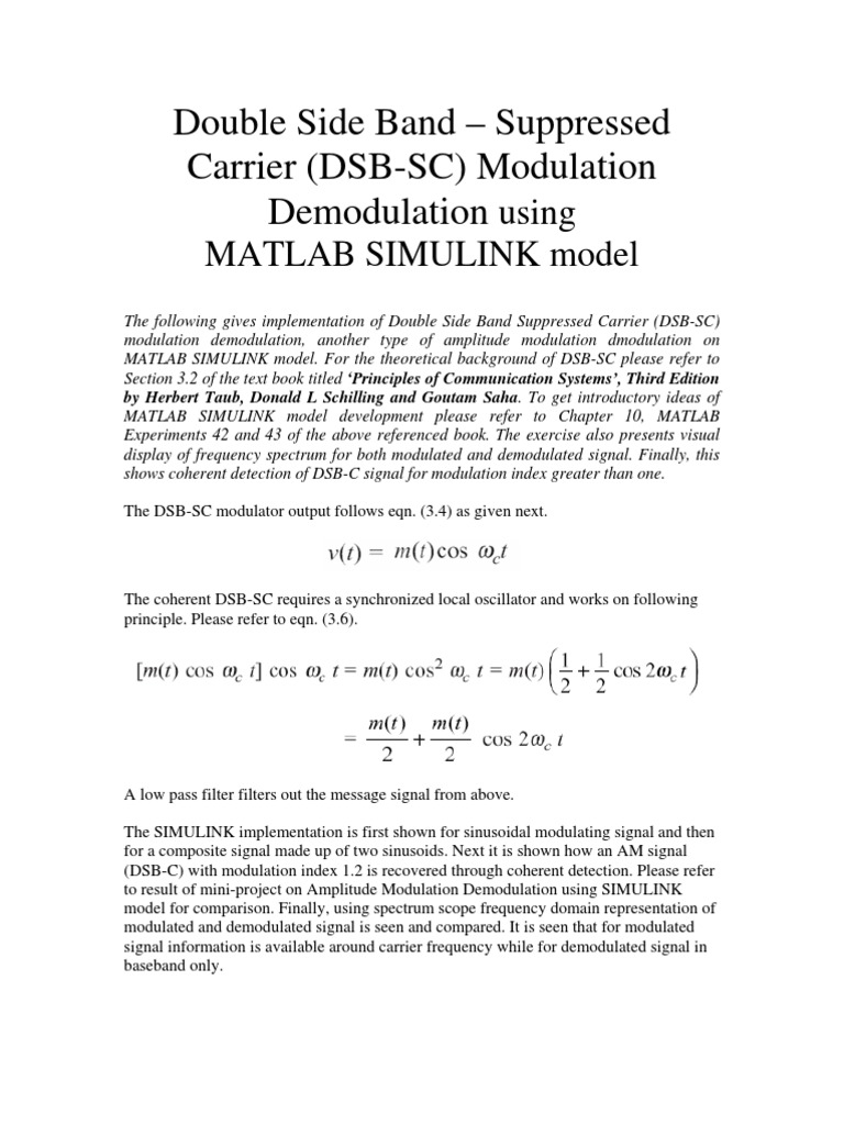 Double Side Band - Suppressed Carrier (DSB-SC) Modulation Demodulation ...