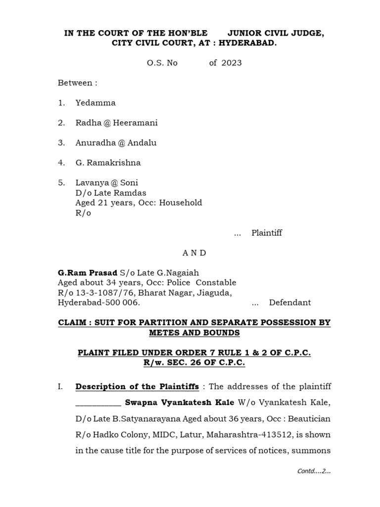 Partition Suit | PDF