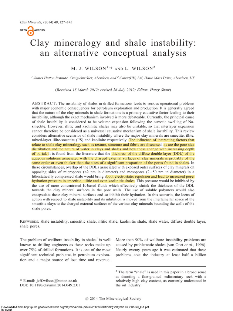 Clay Mineralogy and Shale Instability | PDF | Shale | Porosity