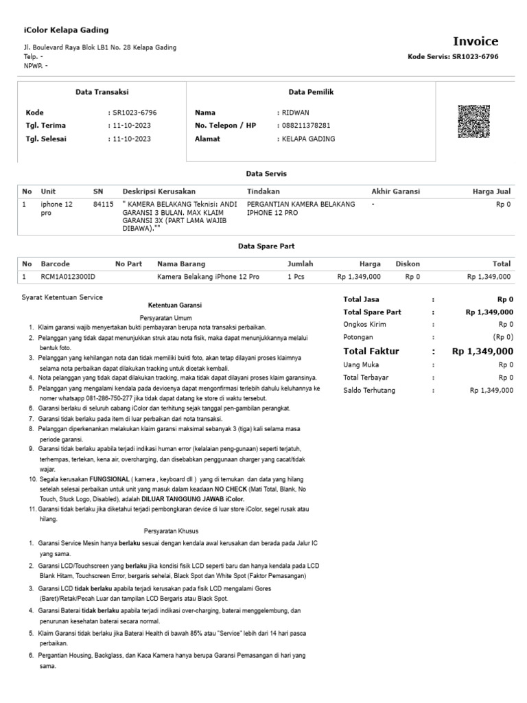 NOTA KAMERA BELAKANG AN RIDWAN | PDF