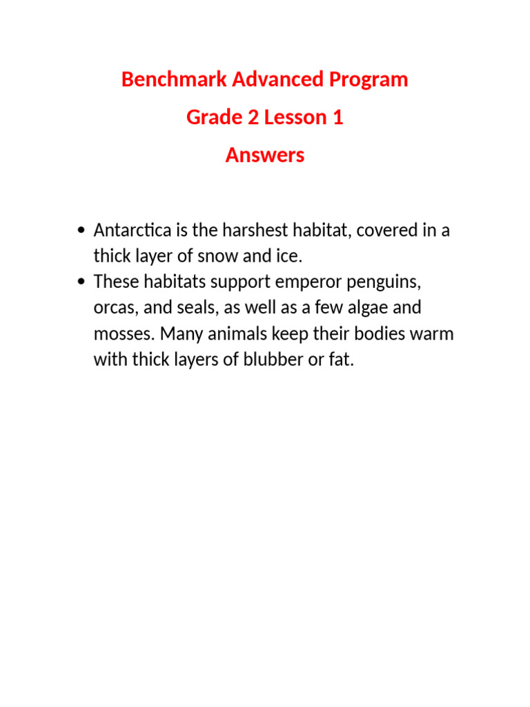 Benchmark Advanced Program Answers | PDF