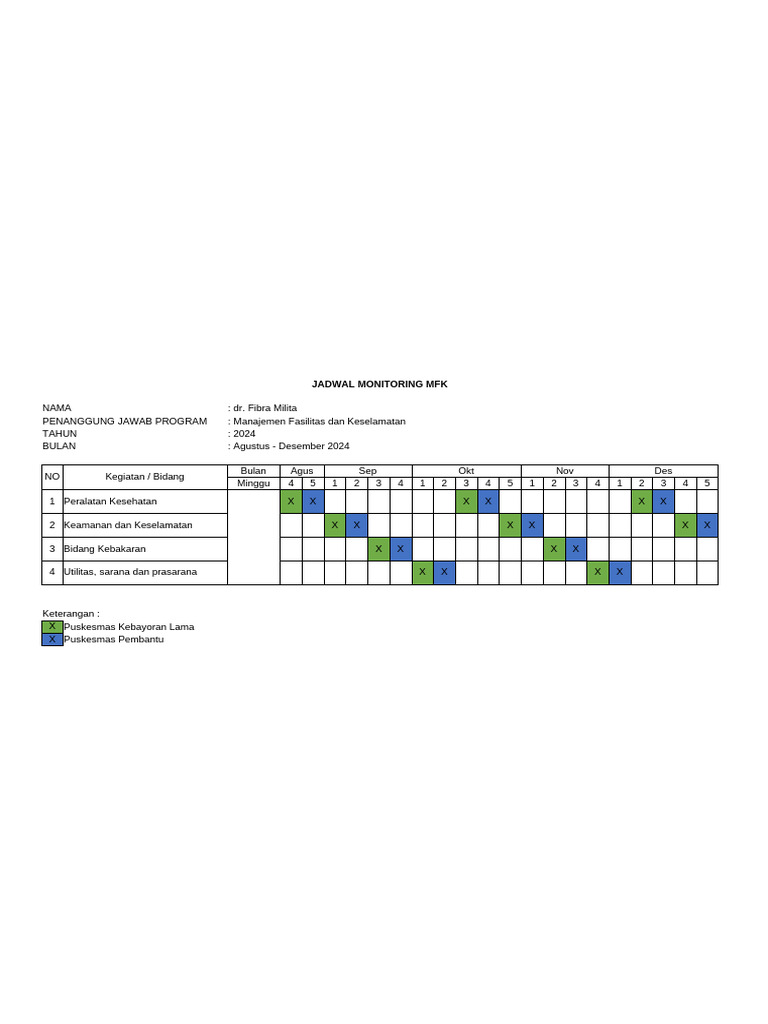 Jadwal Monitoring MFK Agus-Des 2024 | PDF