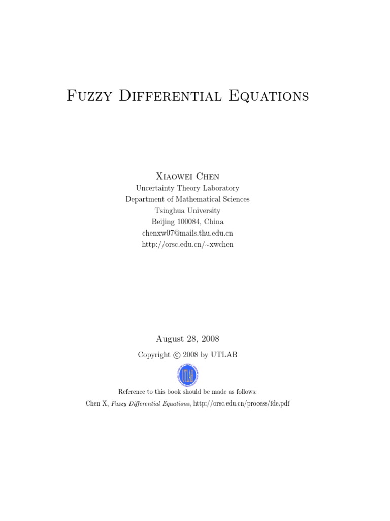 Fuzzy Differential Equations: Xiaowei Chen | PDF | Fuzzy Logic | Option (Finance)