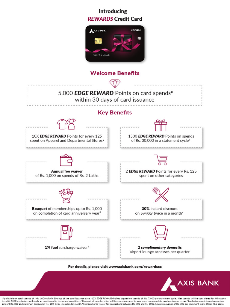Axis Bank Rewards Credit Card-One Pager | PDF