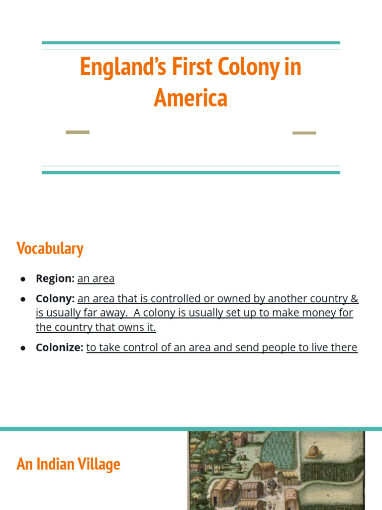 England's First Colony in America Notes | PDF