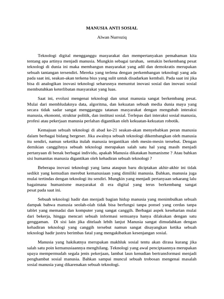 MANUSIA ANTI SOSIAL (Resume) | PDF