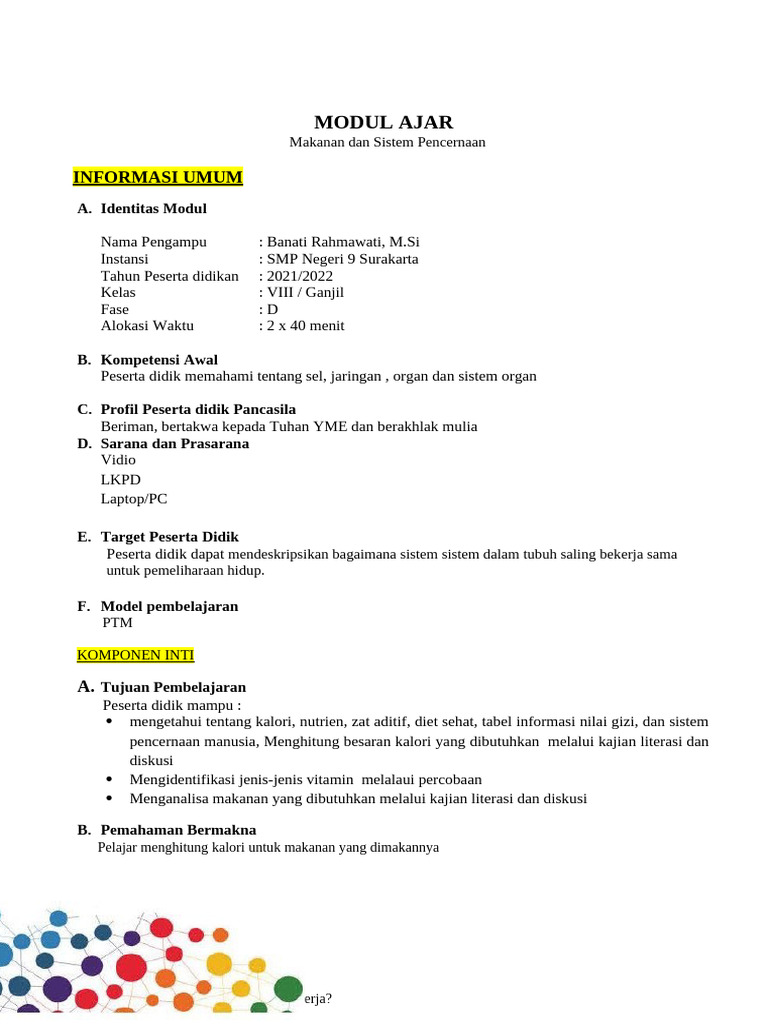 Modul Ajar sistem pencernaan 4 | PDF Modul Ajar sistem pencernaan 4 | PDF