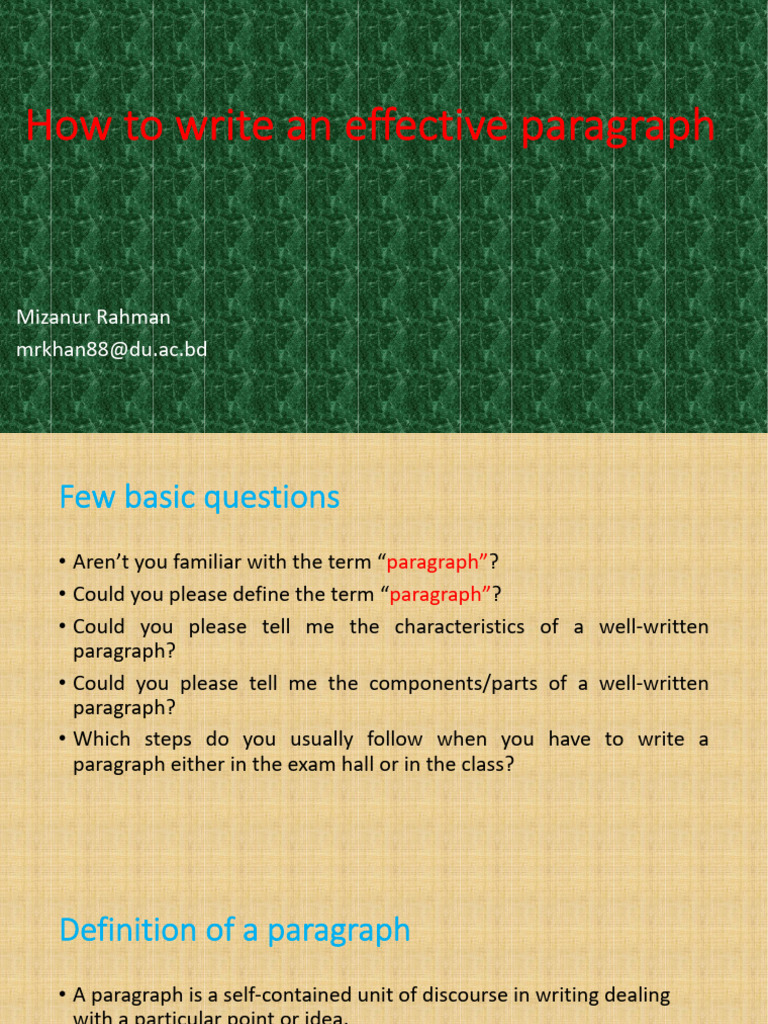 Paragraph Writing | PDF