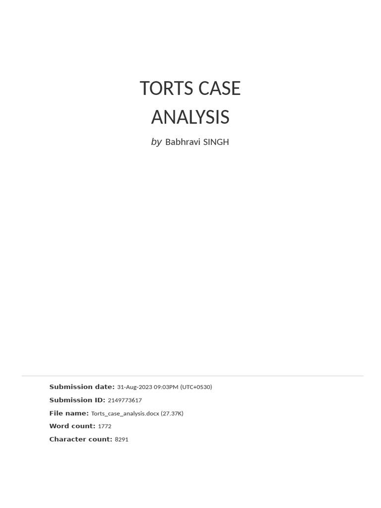 Torts Case Analysis | PDF