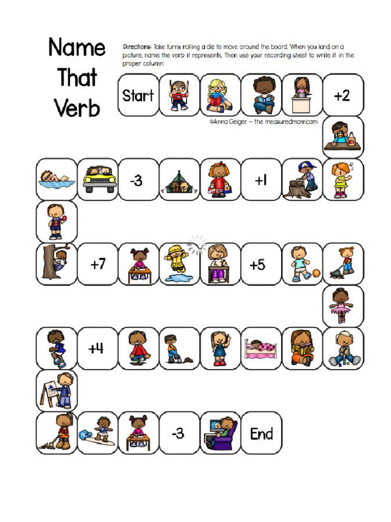 Action Verb Board Game | PDF