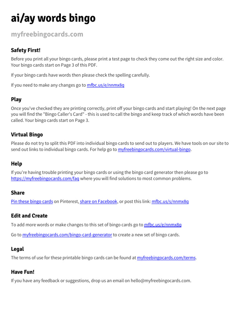 Ai Ay Bingo Generator | PDF