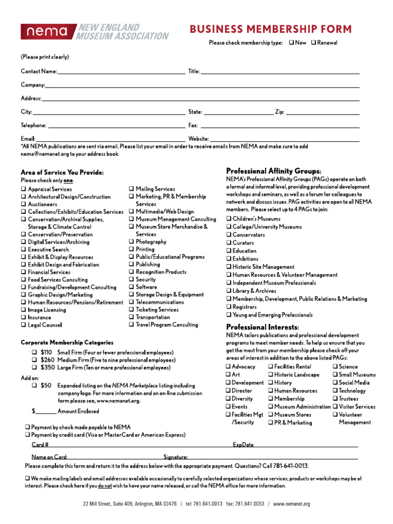 Nema Business Membership 2014 | PDF