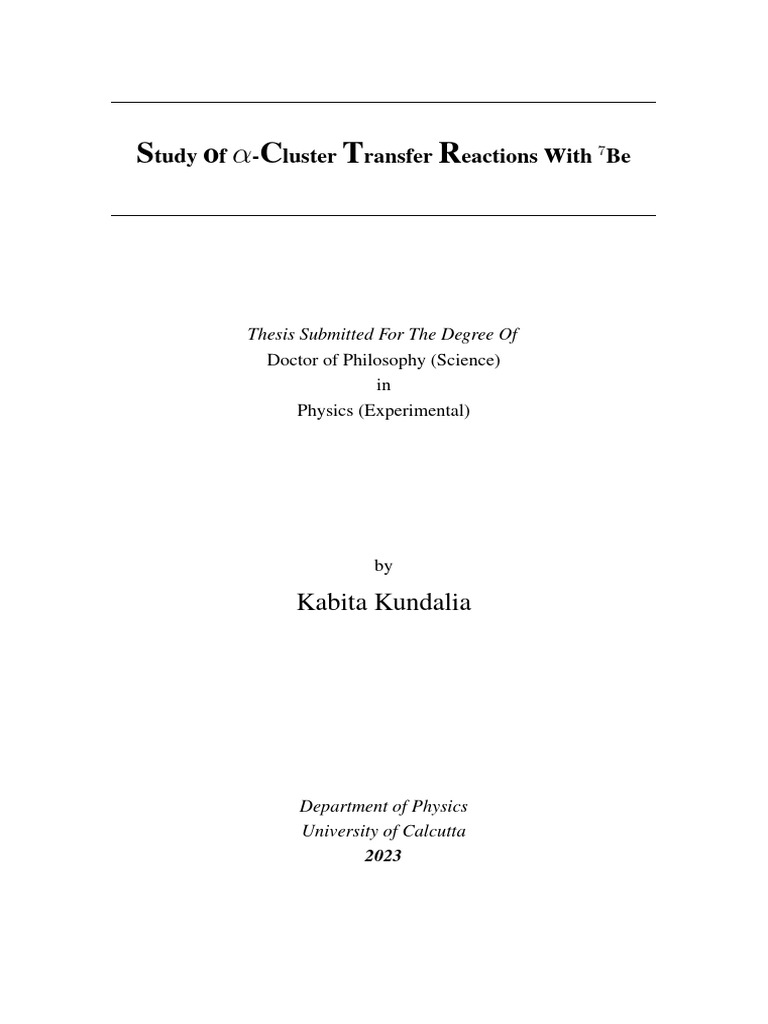 Study of Alpha Cluster Transfer Reactions With 7be | PDF | Stars ...