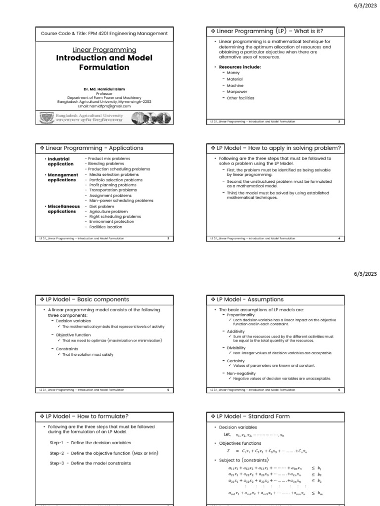 LE 3.1_LP - Introduction and Model Formulation | PDF