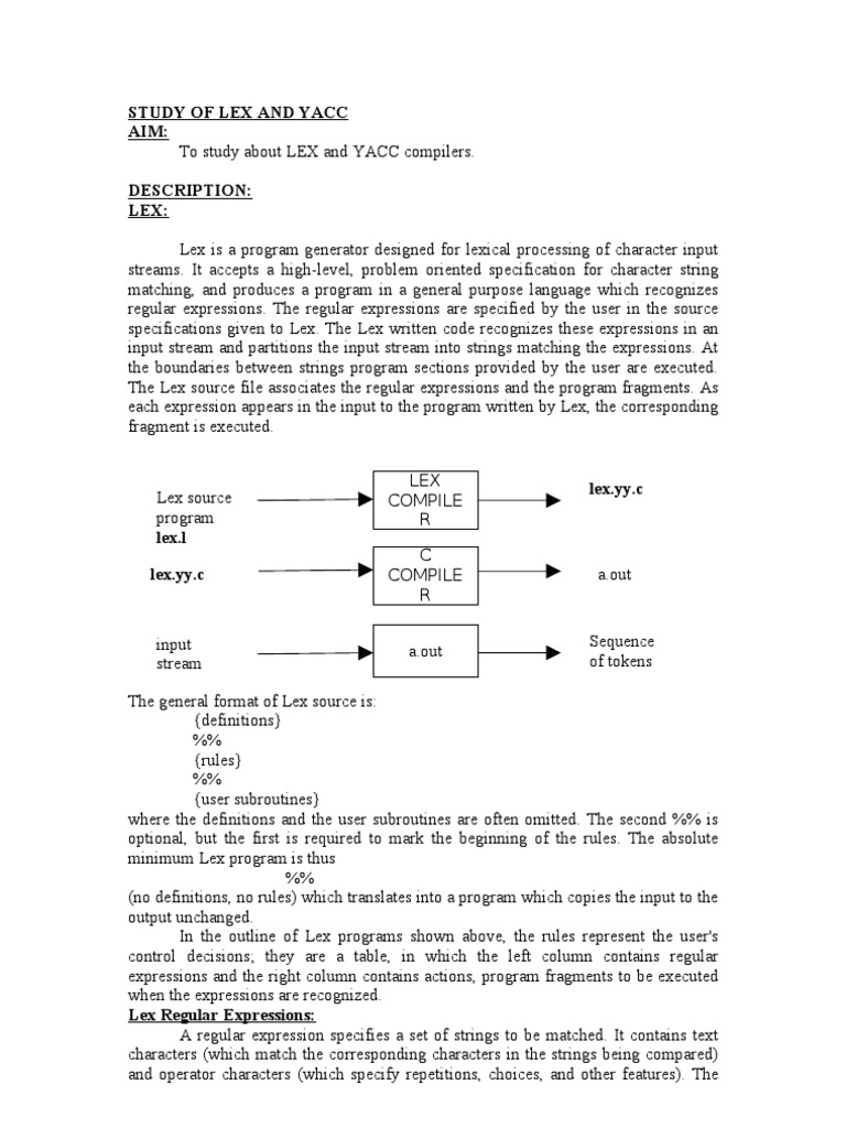Lex and Yacc Compiler Study Guide | PDF | Computer Programming ...
