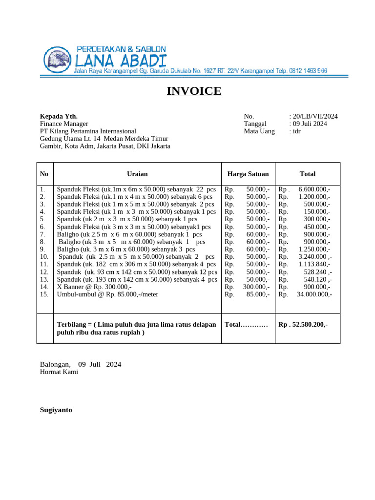 Invoice for Finance Manager | PDF