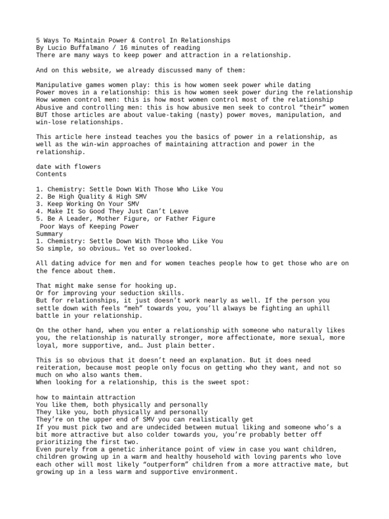 Maintaining Power in Relationships | PDF | Behavioural Sciences ...